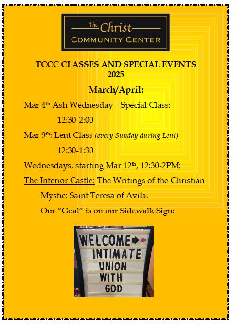 Ongoing and Special Classes | The Christ Community Center
